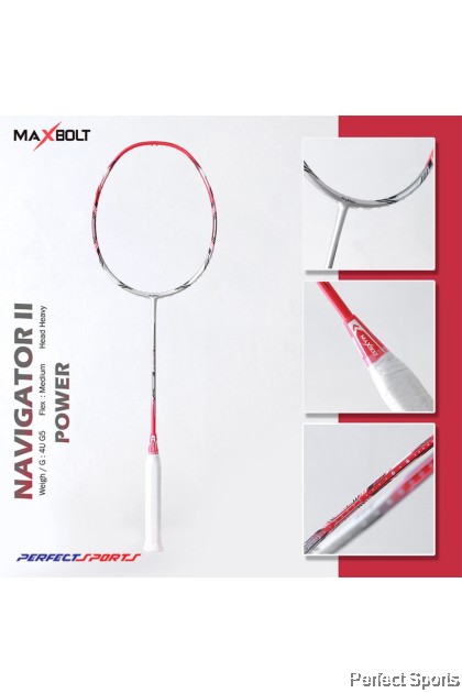[Free String + Grip + Cover] Maxbolt Navigator II Red Badminton Racket
