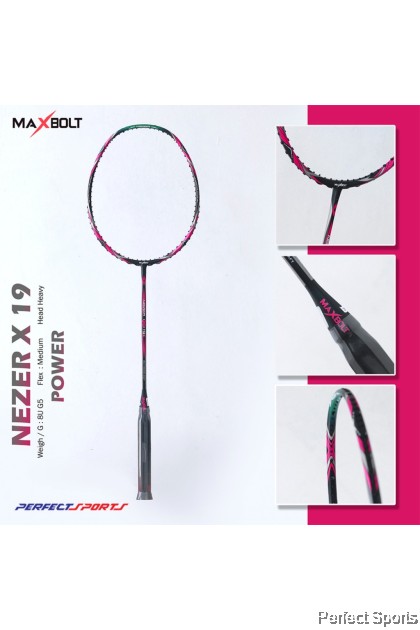 [Free String + Grip + Cover] Maxbolt Nezer X19 Pink Badminton Racket