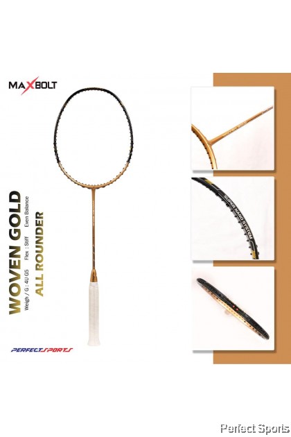 [Free String + Grip] Maxbolt WOVEN GOLD Badminton Racket