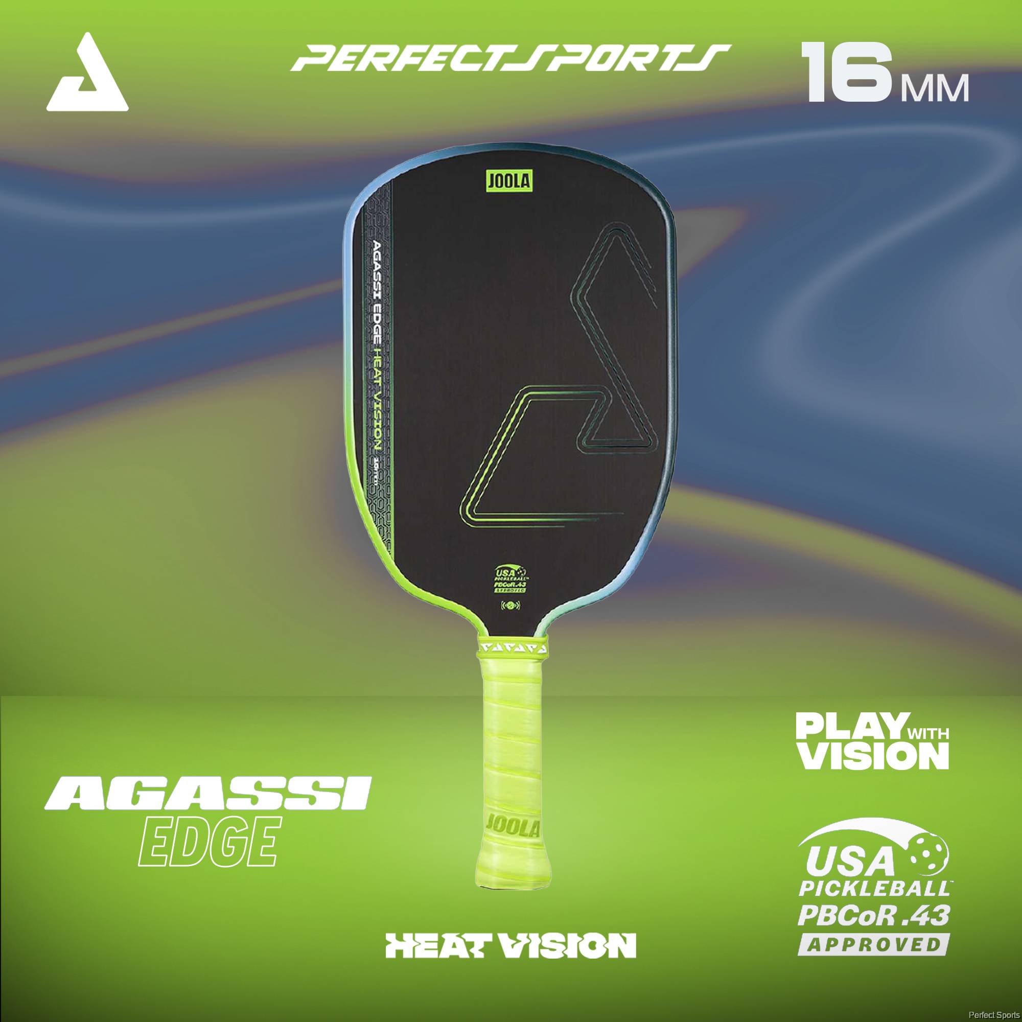 JOOLA AGASSI EDGE HEAT VISION 16MM - CHARGE SURGE GREEN (GLOBAL)