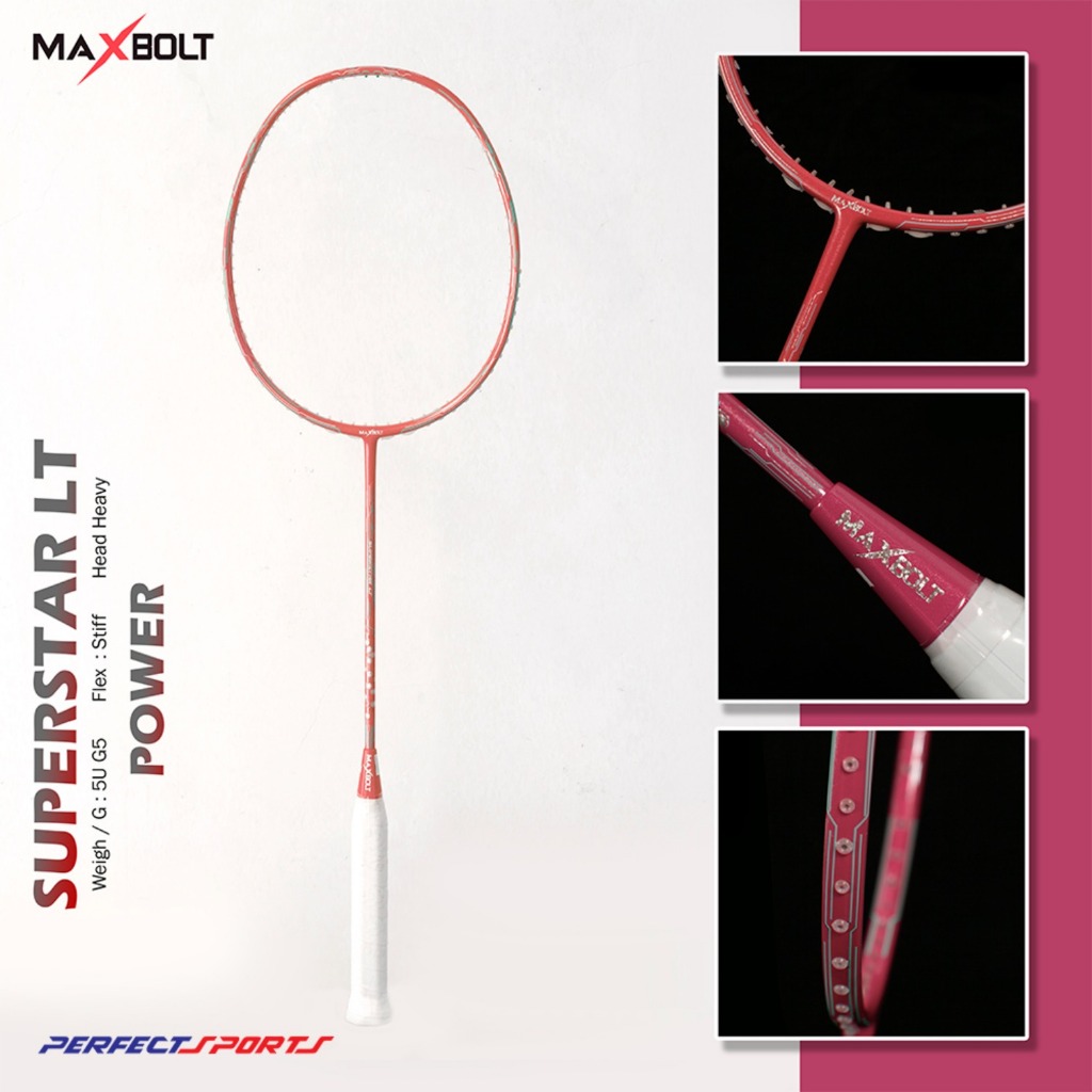 [Free String + Grip + Cover] Maxbolt SUPERSTAR LT Pink Badminton Racket