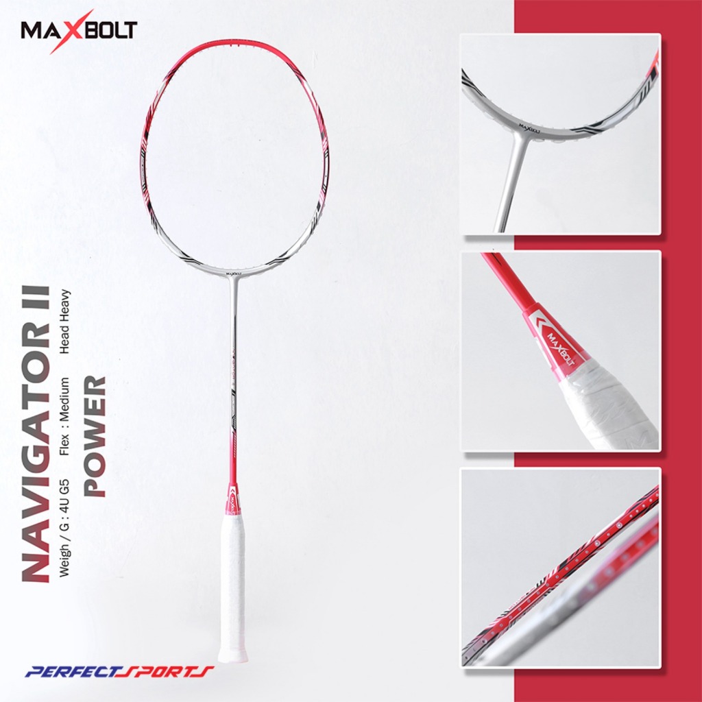 [Free String + Grip + Cover] Maxbolt Navigator II Red Badminton Racket