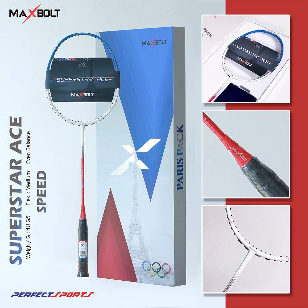 [Free String + Grip + Cover] Maxbolt Superstar Ace (WHITE) Paris Pack ...