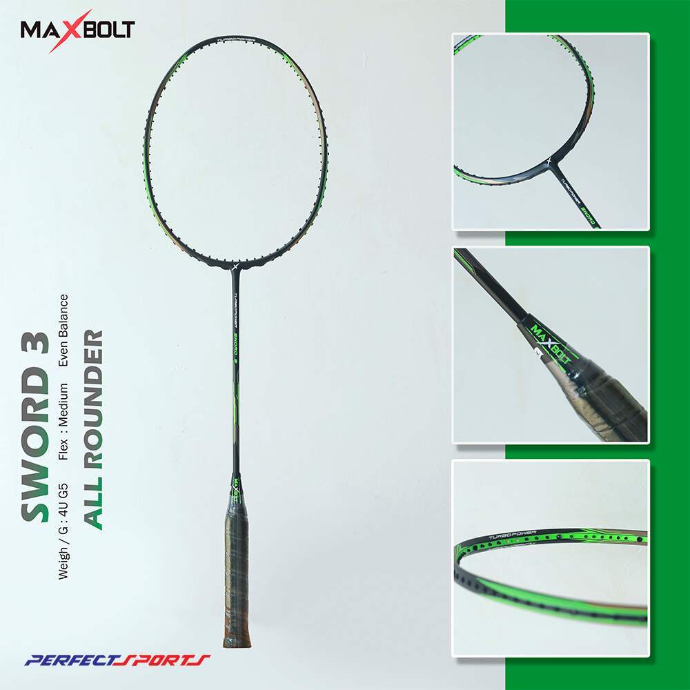 [Free String + Grip + Cover] Maxbolt Turbopower Sword 3 Badminton ...