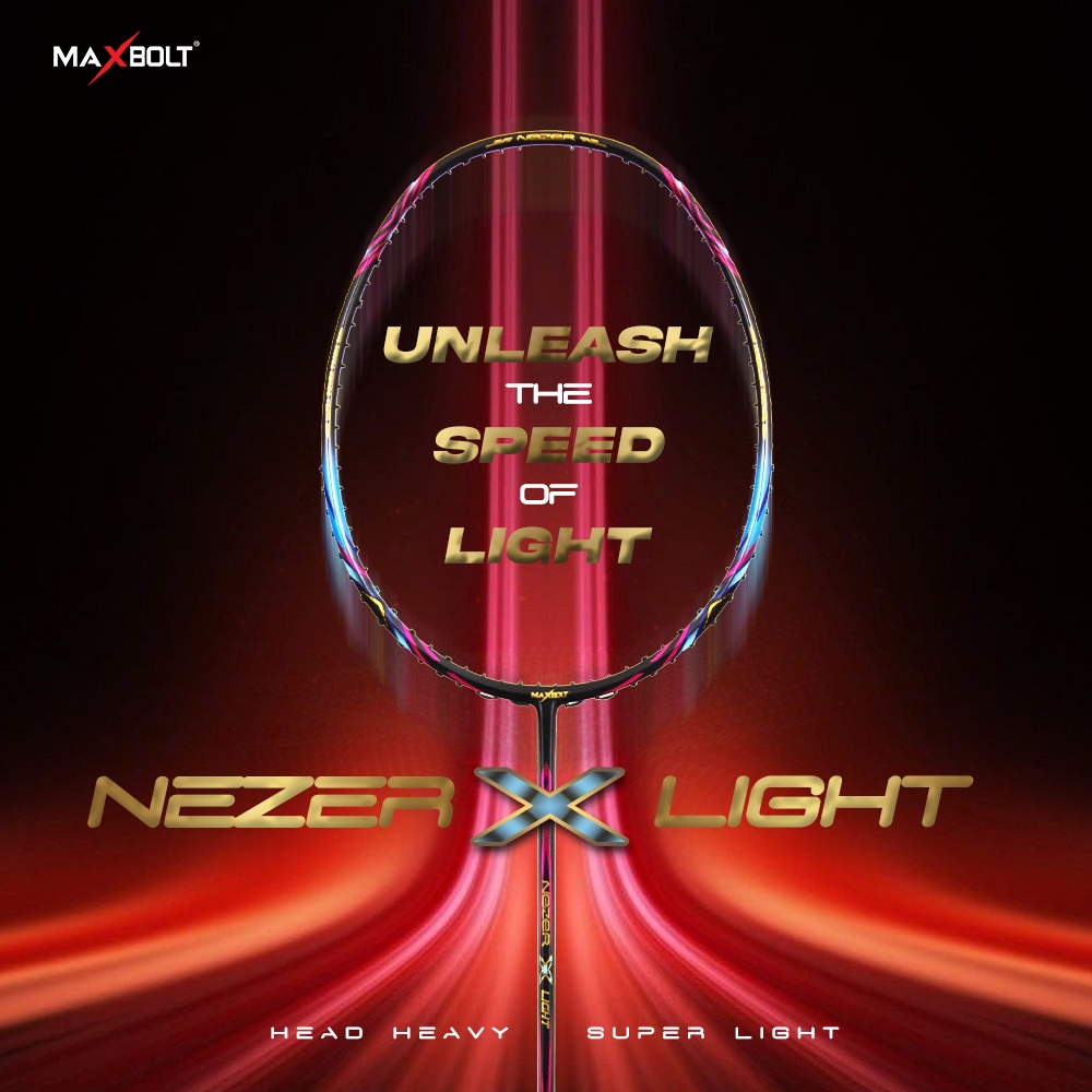 [Free String + Grip] Maxbolt Nezer X Light (Black/rainbow) Badminton Racket