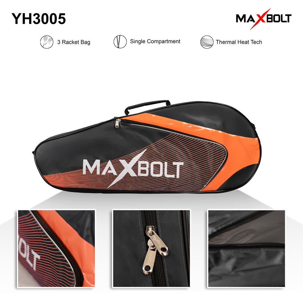 Maxbolt Racket Bag Thermal Heat Bag YH 3005 BLACK *Can fit in 3 Racket