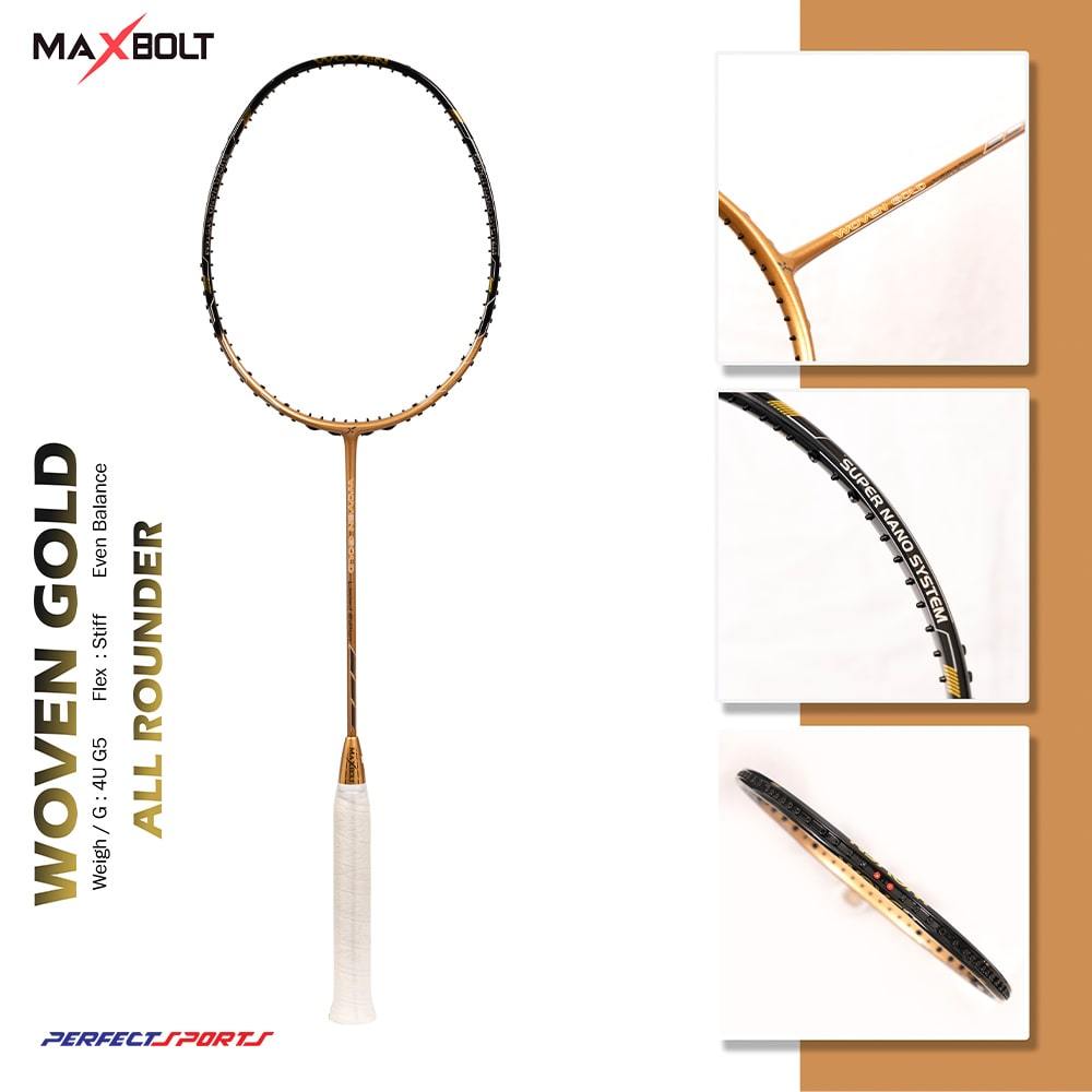 [Free String + Grip] Maxbolt WOVEN GOLD Badminton Racket