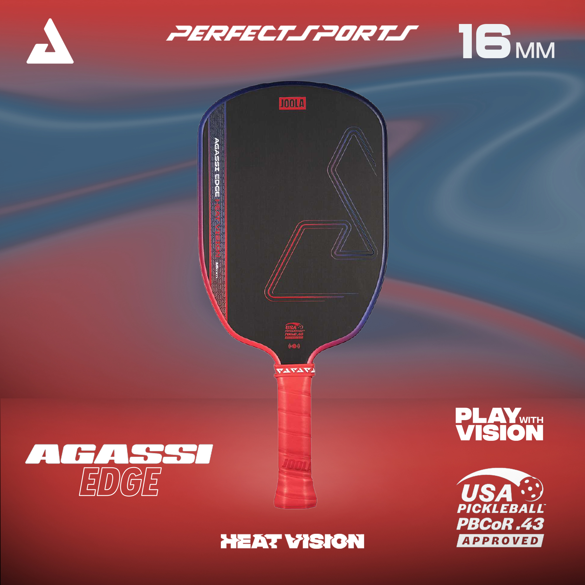 JOOLA AGASSI EDGE HEAT VISION 16MM - IGNITE BLAZE RED (GLOBAL)